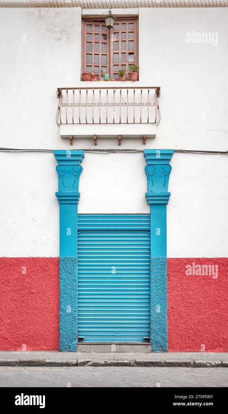 Street view of an old colonial building facade, architecture background ...