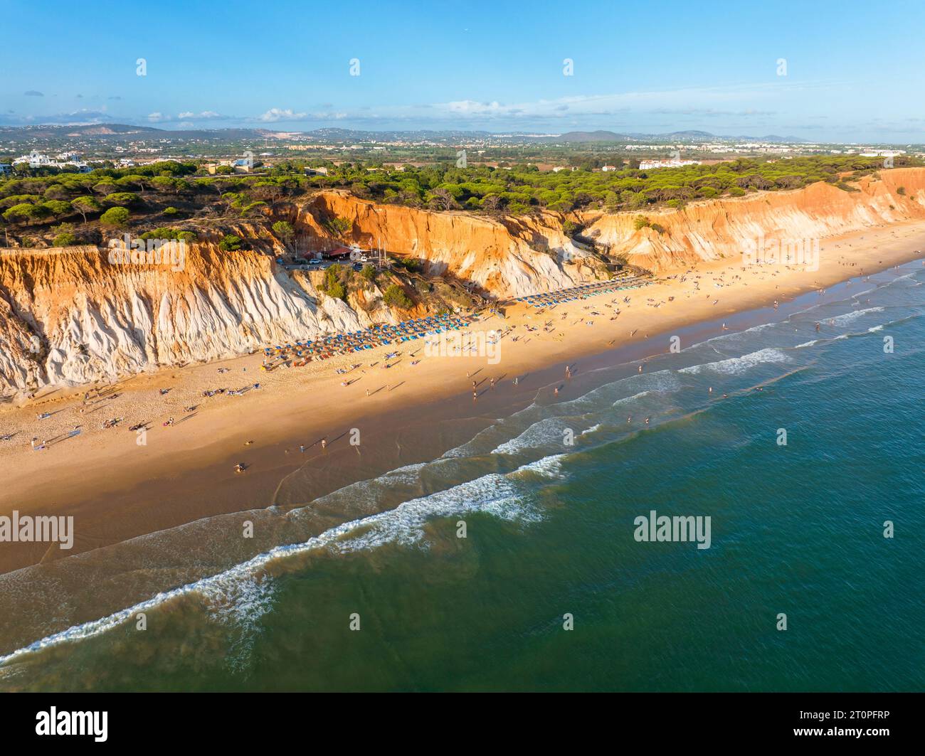 Aerial, Praia da Falesia, Falesia Beach Faro District Algarve, Portugal ...