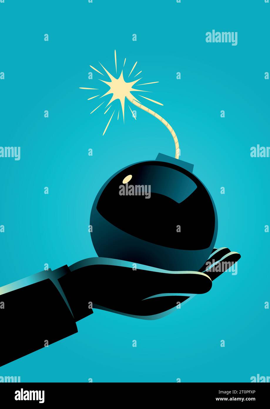 Illustration man holding bomb hi-res stock photography and images - Alamy