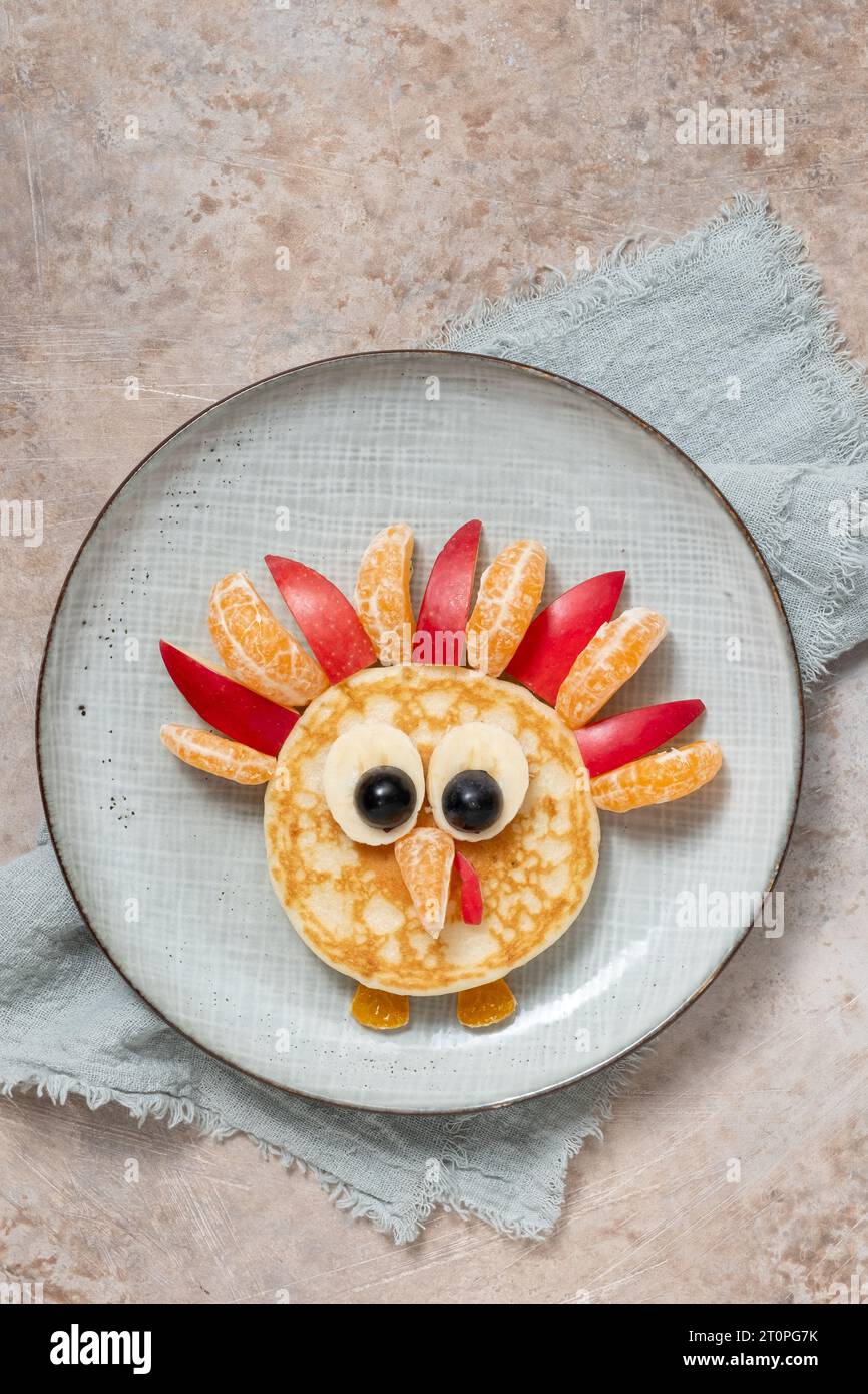Cute Thanksgiving turkey pancake for kids breakfast Stock Photo - Alamy
