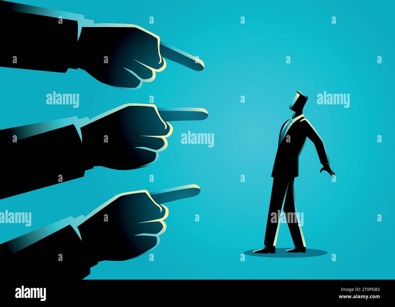 Business concept illustration of a businessman being pointed by giant ...
