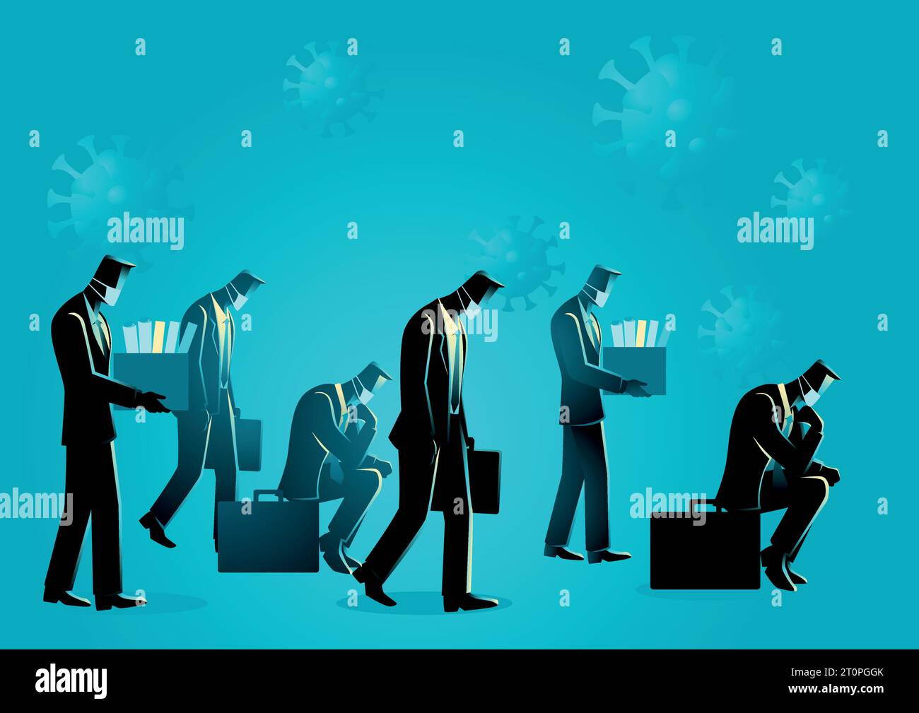 Vector illustration of people lost their job due to coronavirus Covid ...