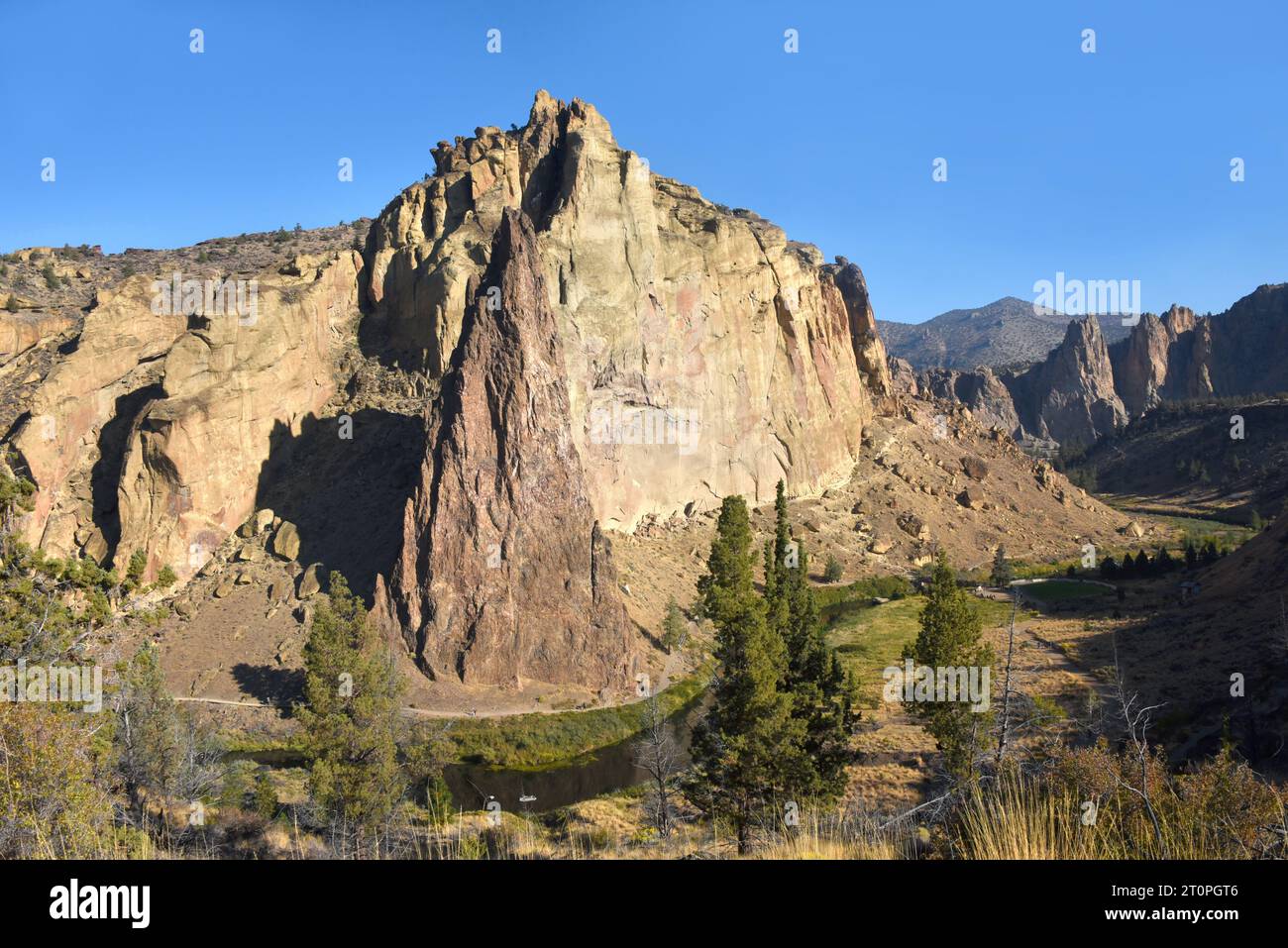 Cliff faces of Smith Rock State Park, in Oregon, are sheer and steep ...