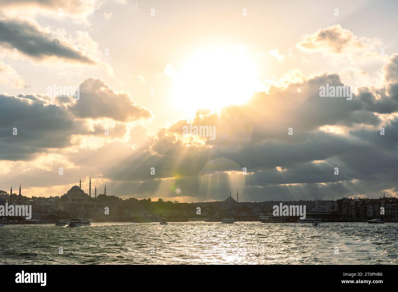 Istanbul and sunrays with dramatic clouds at sunset. Visit istanbul ...