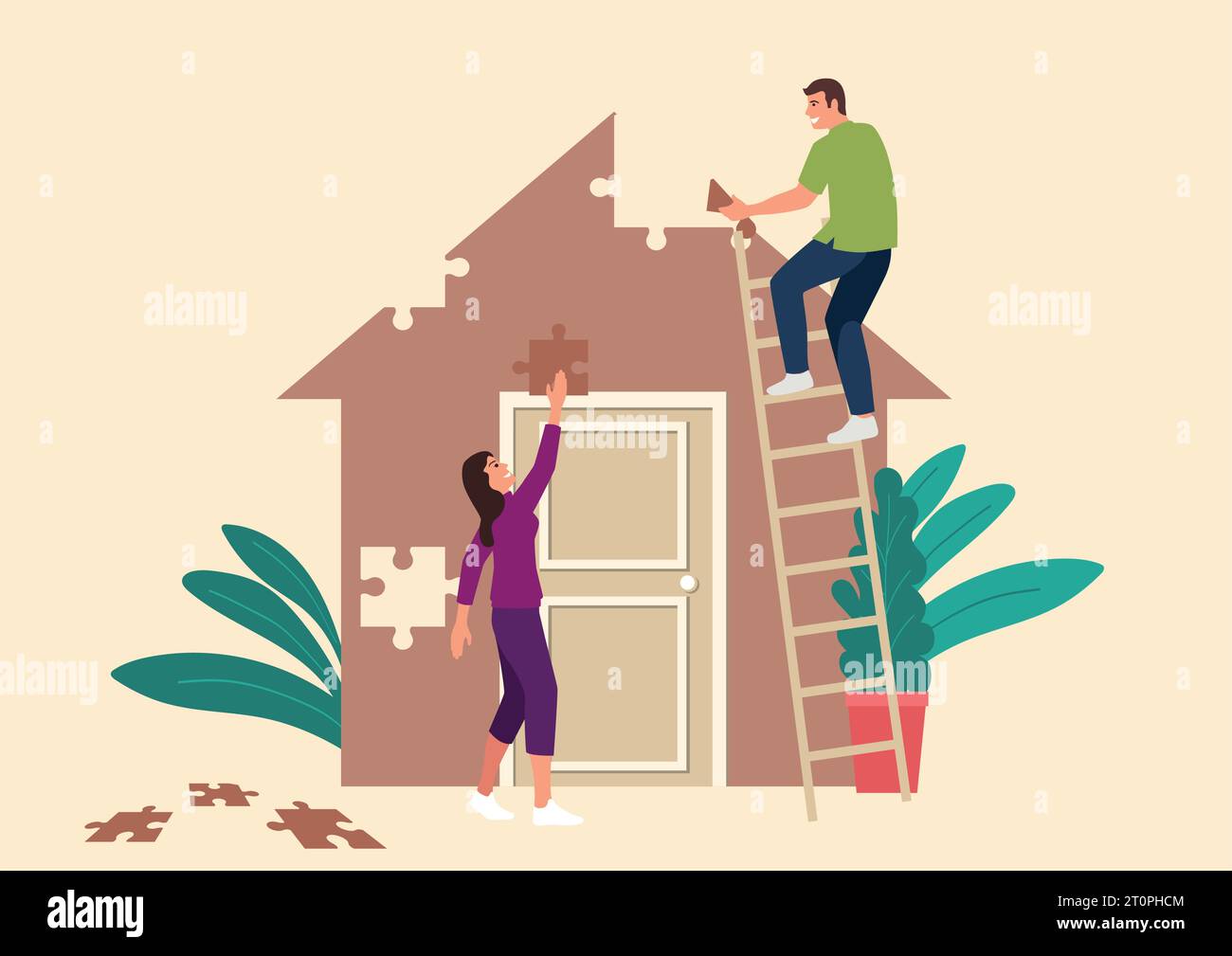 House ladder property couple Stock Vector Images - Alamy