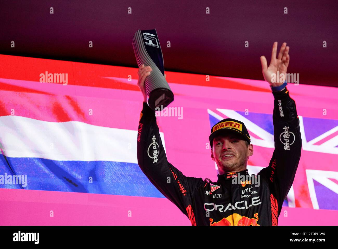 Red Bull driver Max Verstappen of the Netherlands celebrates on the ...