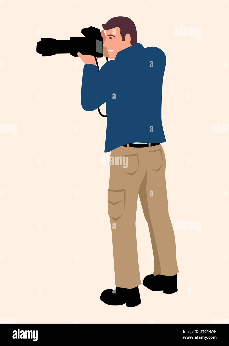 Simple flat cartoon vector illustration of a man using a professional ...