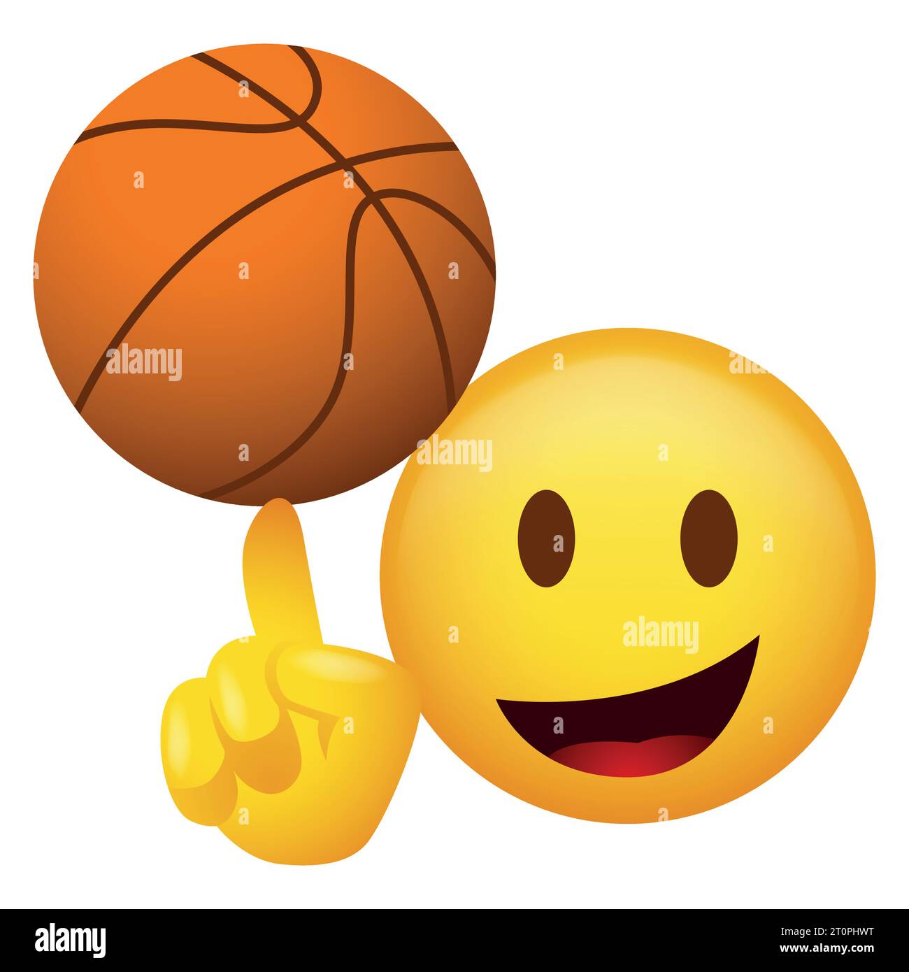 Vector illustration of emoticon spinning a basketball on his finger ...