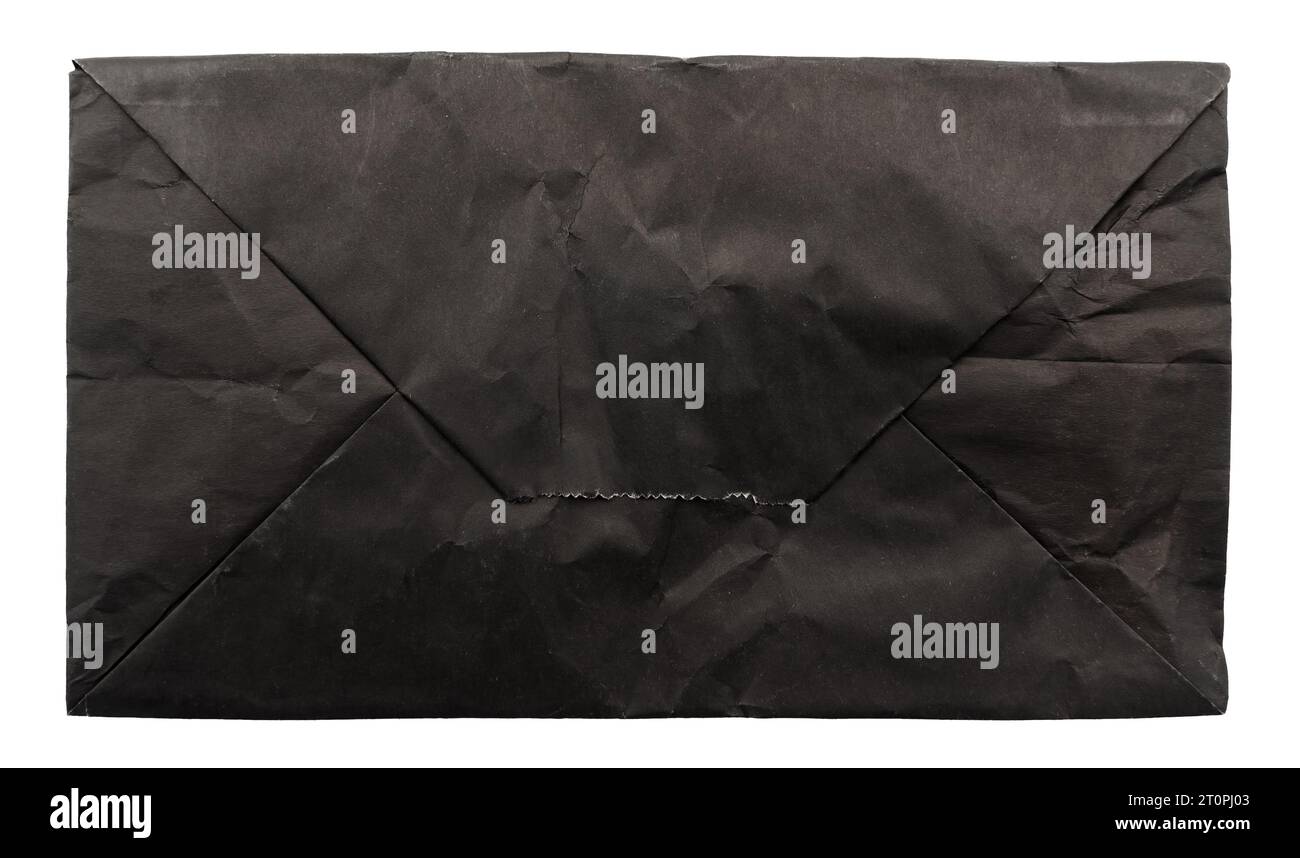 Letter. Black crumpled envelope for letters on a white background Stock ...