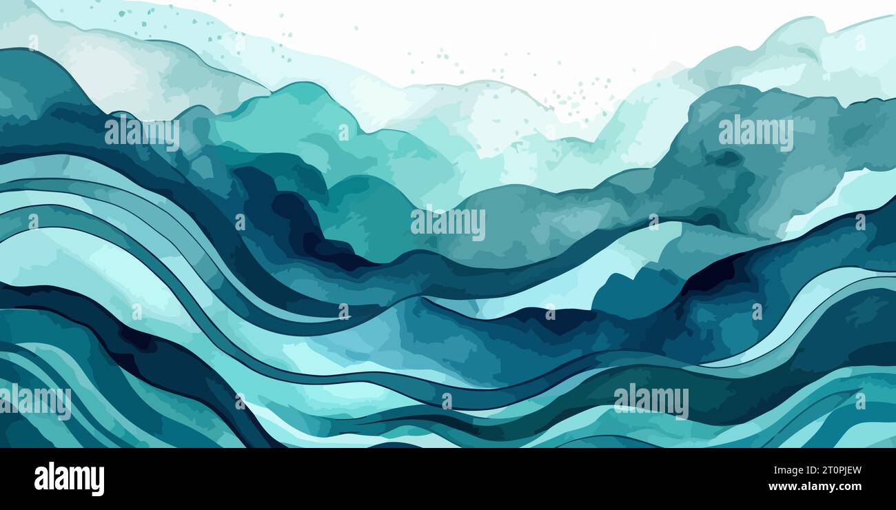 Beautiful watercolor background. Abstract turquoise watercolor painting ...
