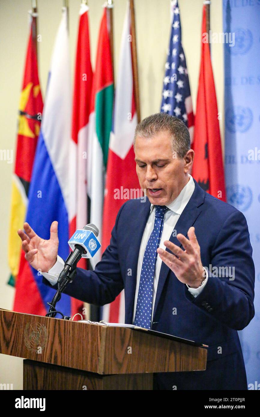 New York, New York, USA. 8th Oct, 2023. Permanent Ambassador of Israel ...