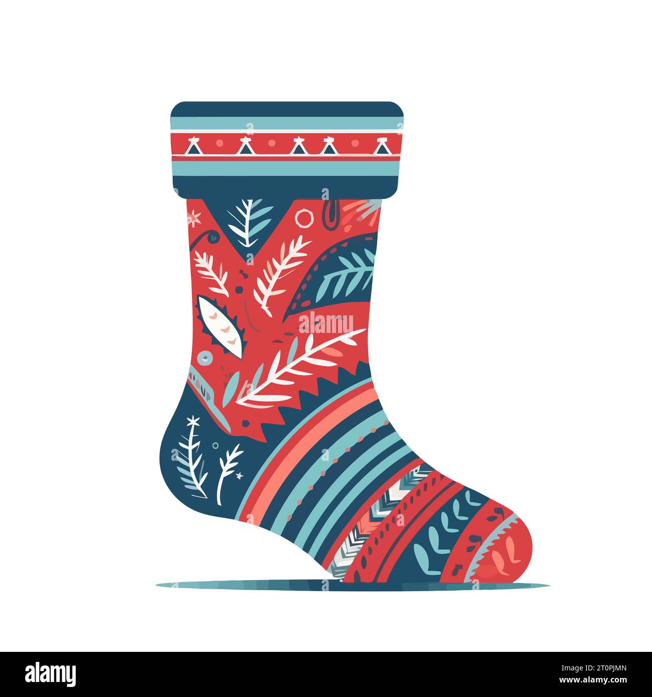 Sock image. Cute sock with ornament isolated on white background ...