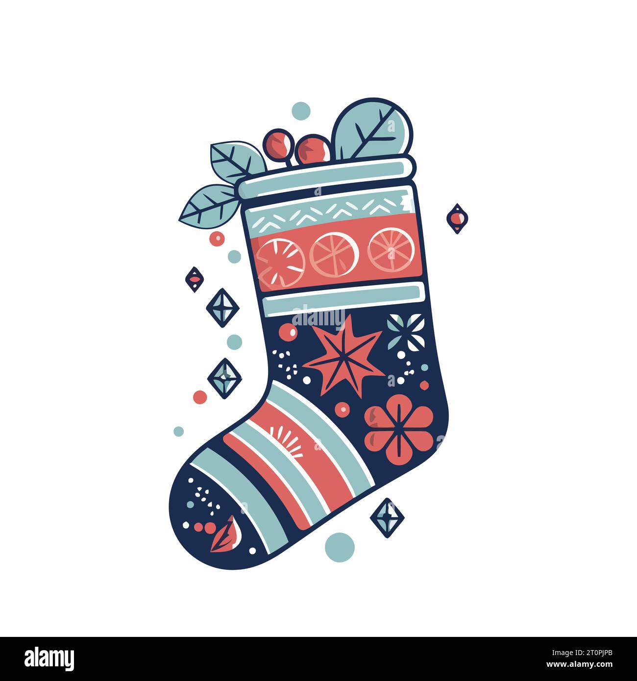 Sock image. Cute sock with ornament isolated on white background ...