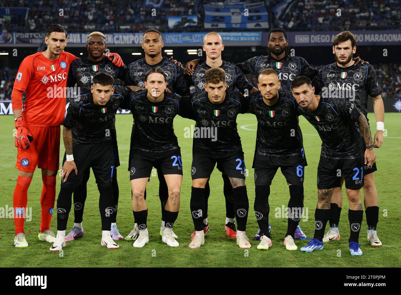 Naples, Italy. 08th Oct, 2023. Napoli players pose for a team photo ...