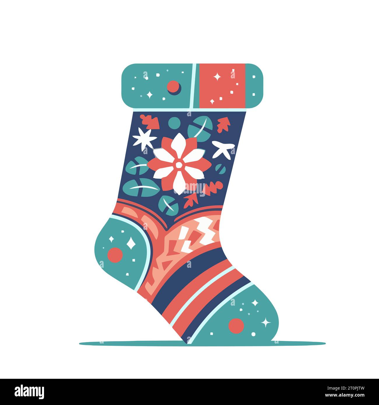 Sock image. Cute sock with ornament isolated on white background ...