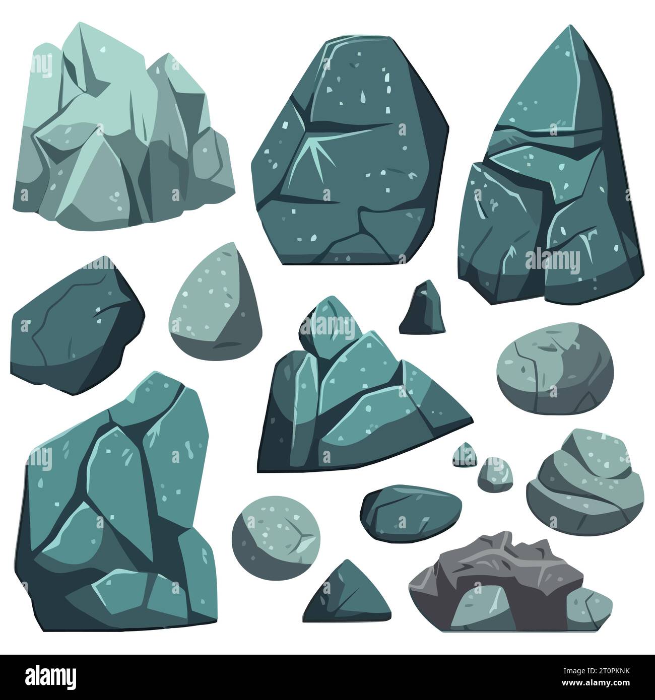 Set of stones. Image of various isolated stones or minerals. Vector ...