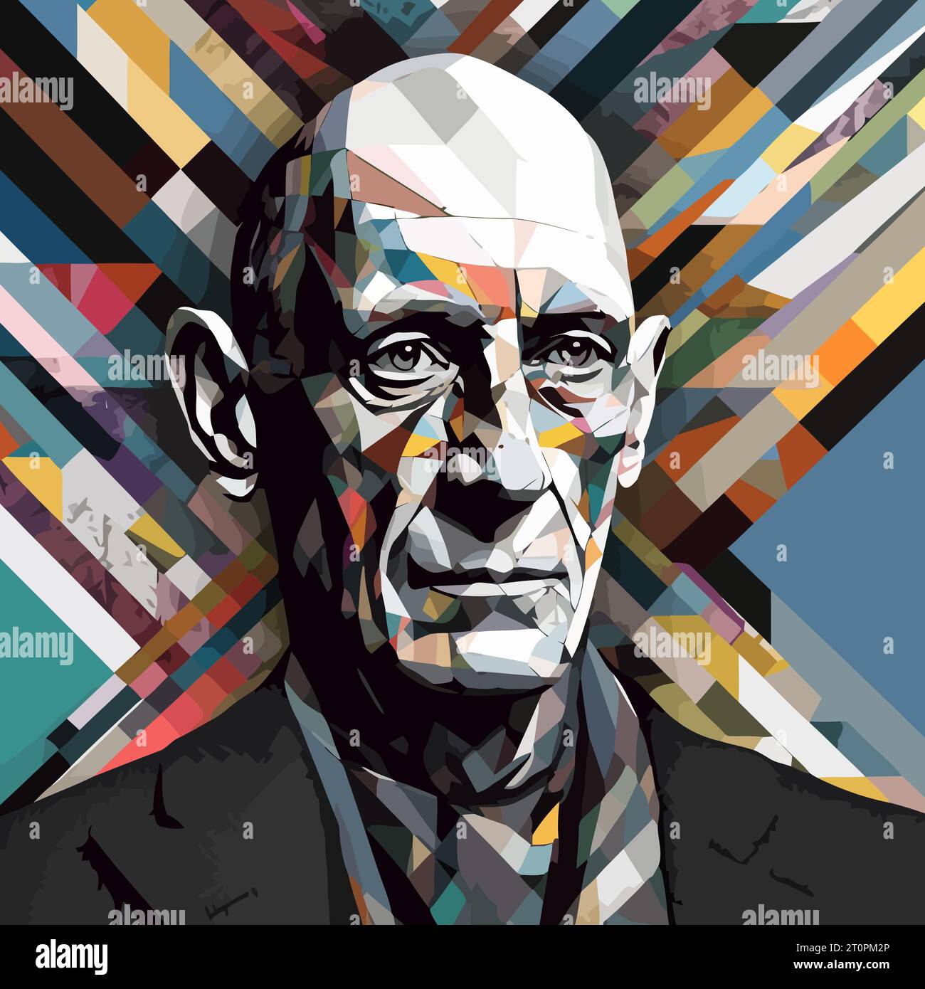 Male portrait in the style of cubism. Abstract cubism portrait painting ...