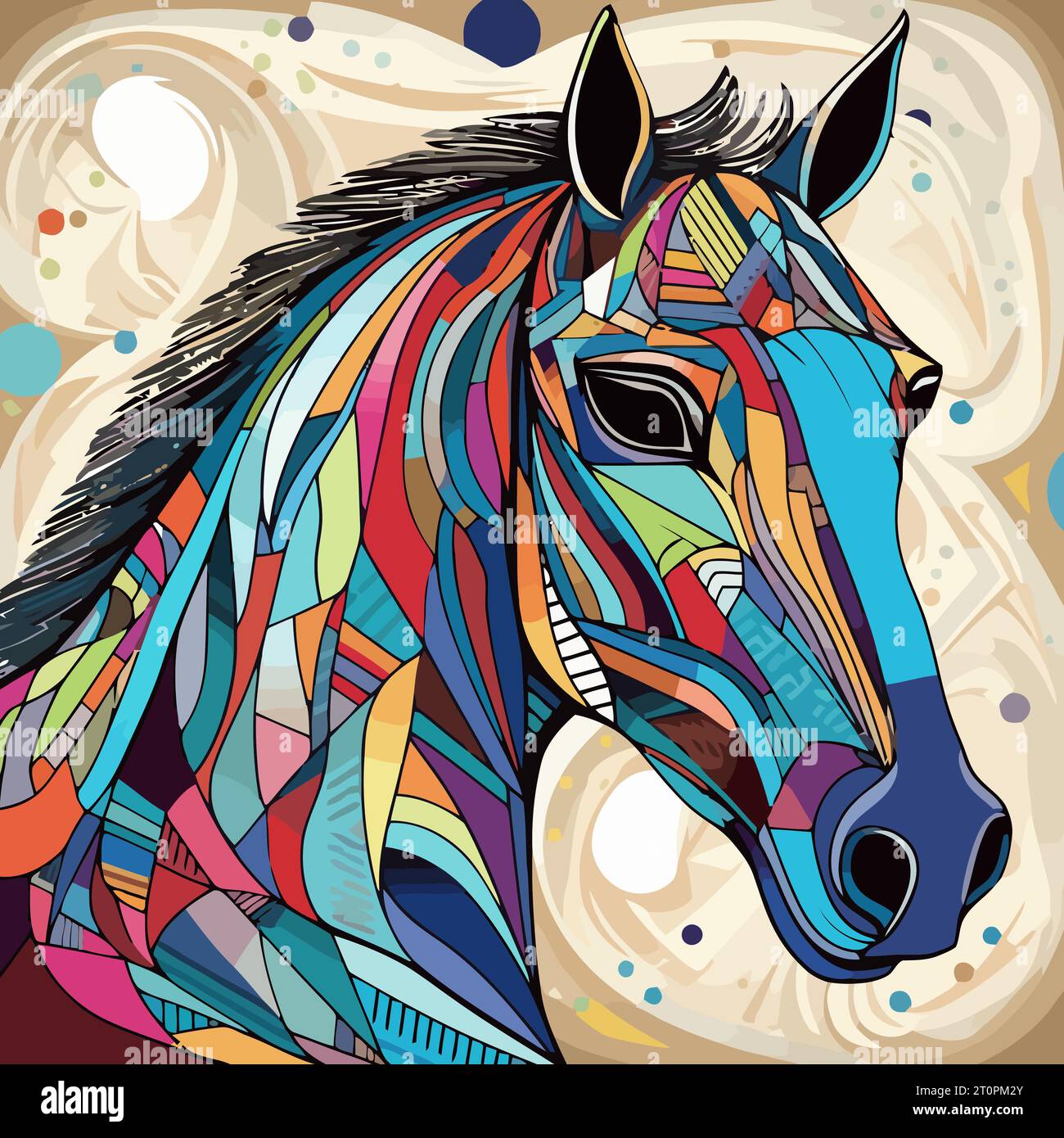 Horse painting in the style of cubism. Abstract painting of a horse in ...