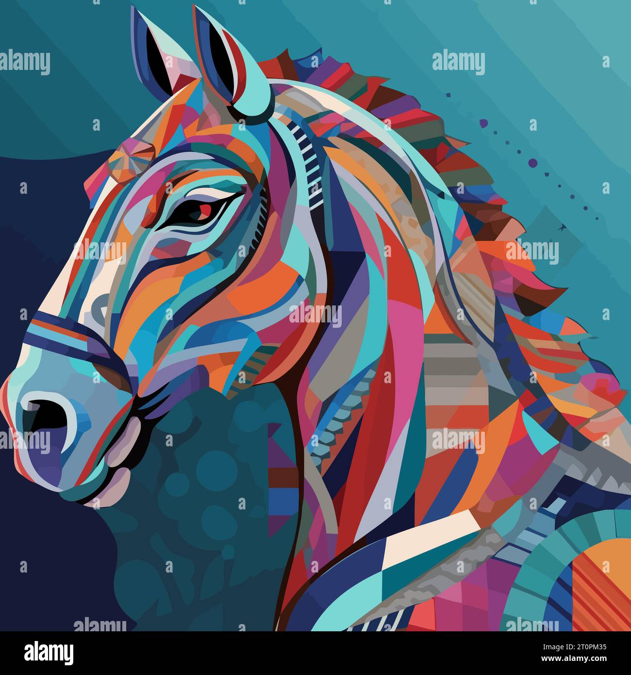 Horse painting in the style of cubism. Abstract painting of a horse in ...