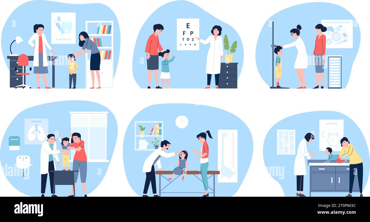 Pediatrician. Children medical examination, check up on doctors and ...