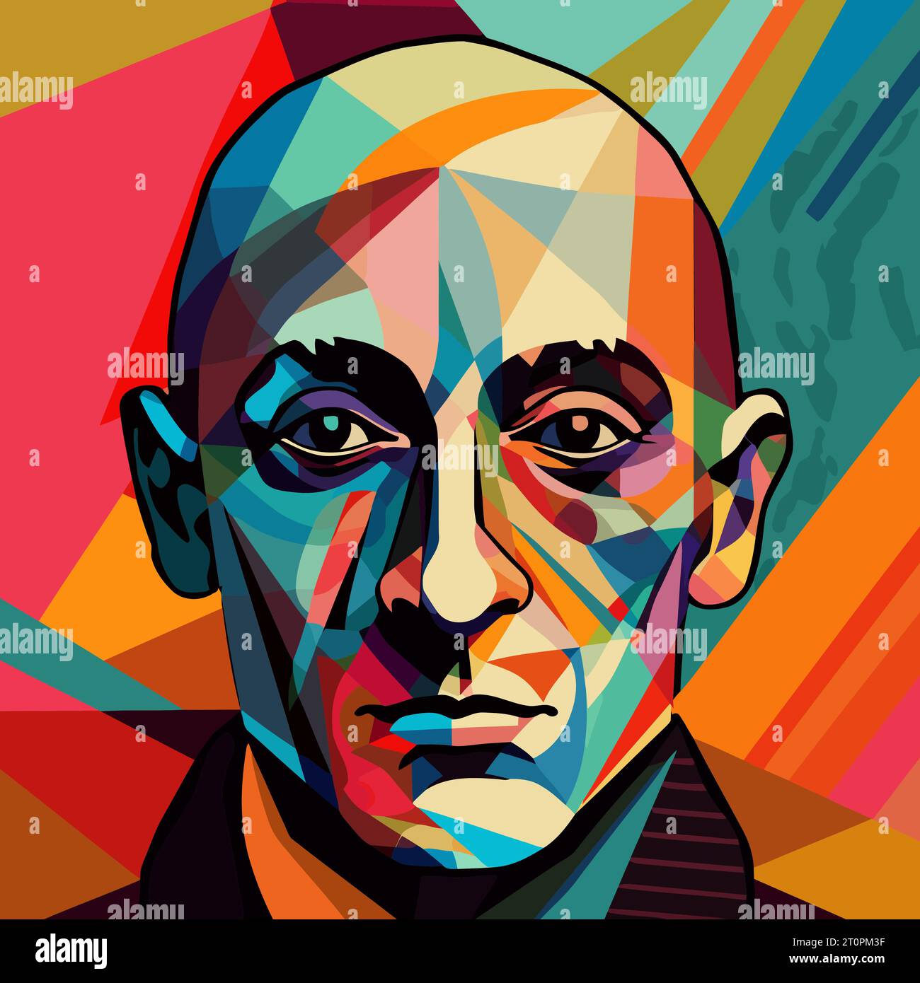 Male portrait in the style of cubism. Abstract cubism portrait painting ...