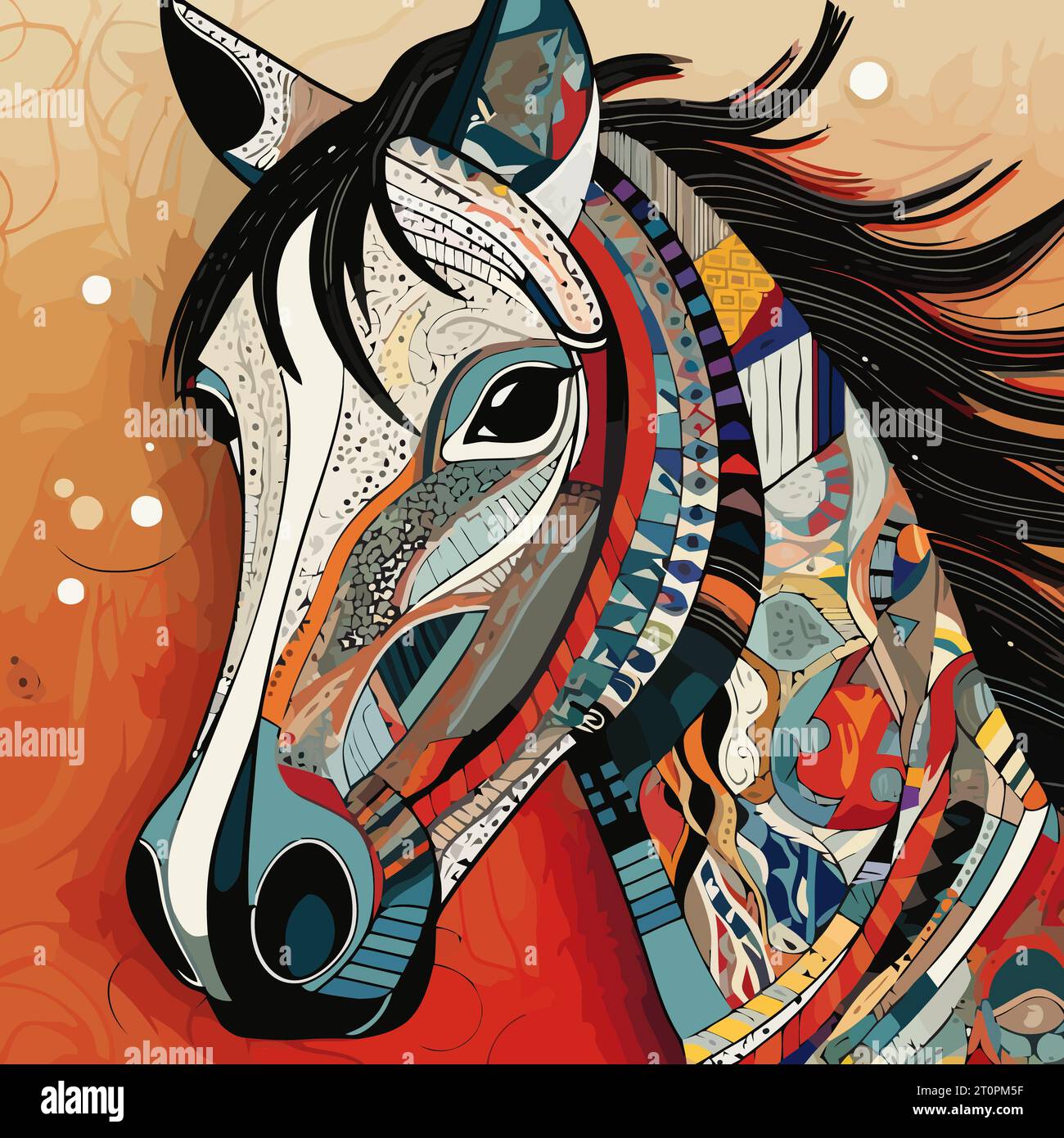 Horse painting in the style of cubism. Abstract painting of a horse in ...