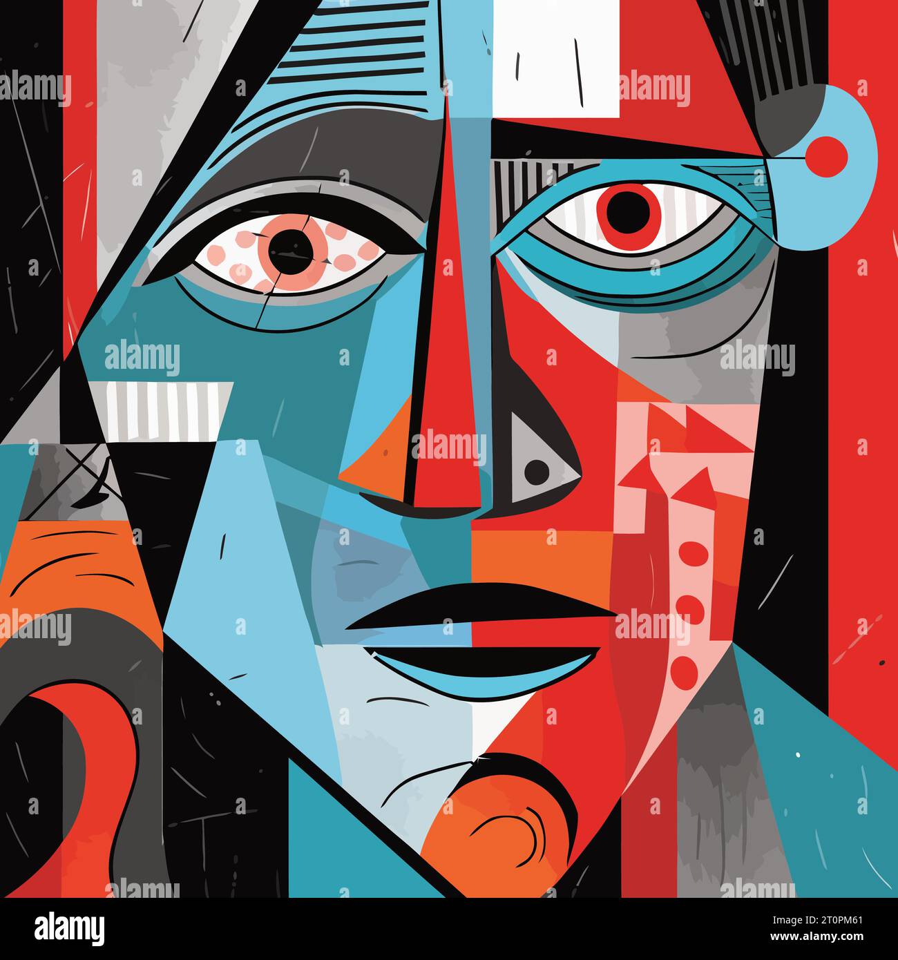 Male portrait in the style of cubism. Abstract cubism portrait painting ...