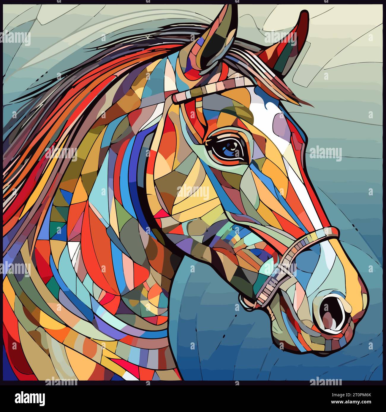 Horse painting in the style of cubism. Abstract painting of a horse in ...