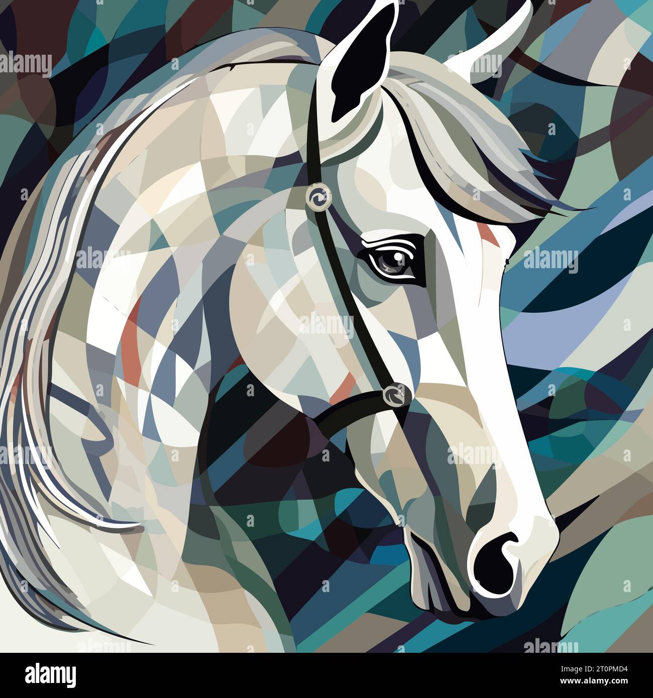 Horse painting in the style of cubism. Abstract painting of a horse in ...