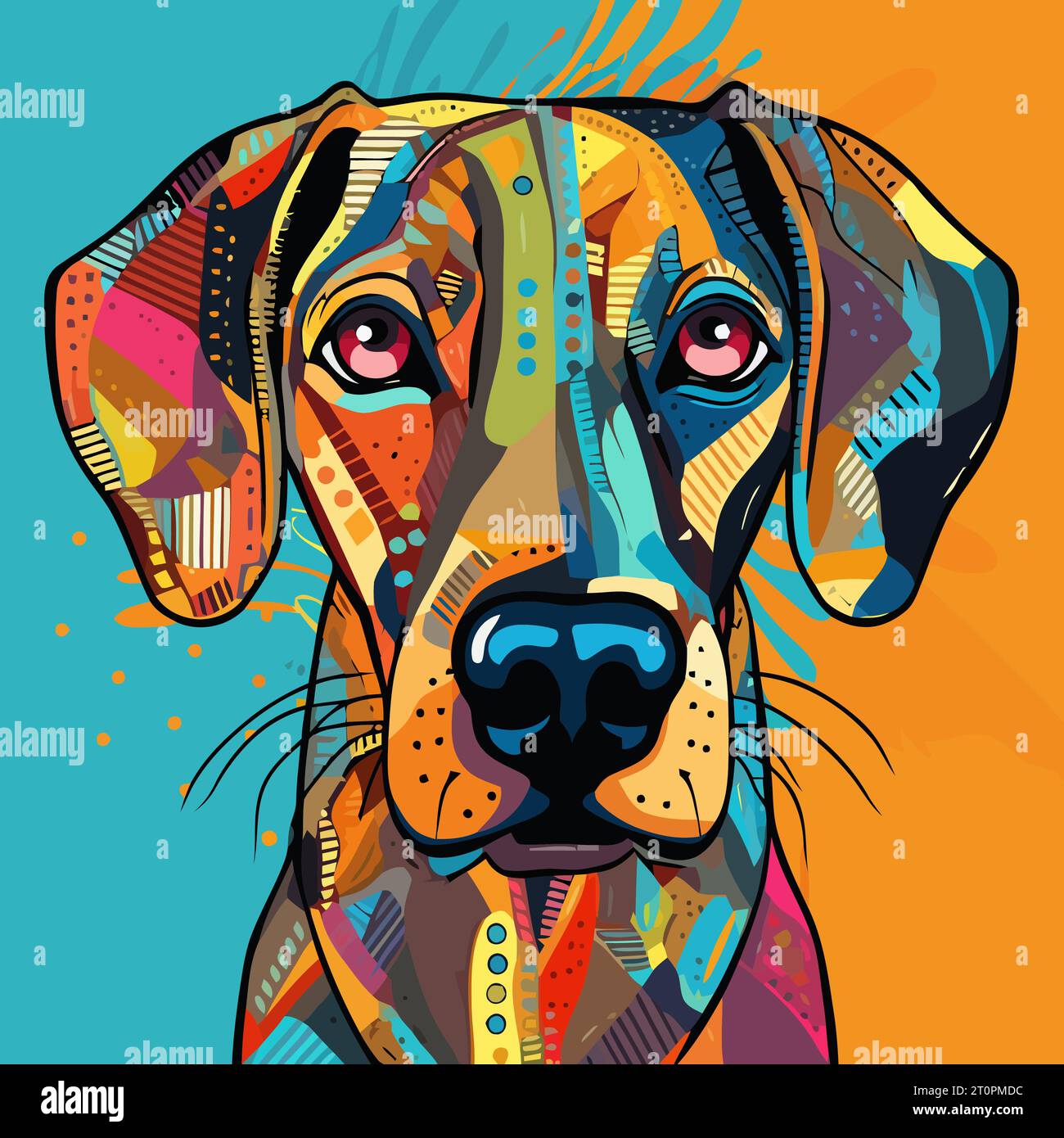 Dog painting in the style of cubism. Abstract painting of a dog in the ...