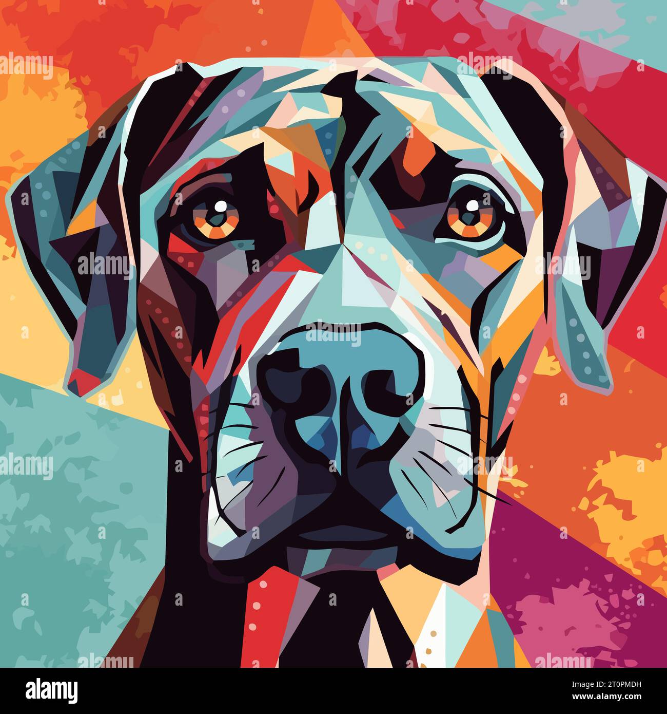 Dog painting in the style of cubism. Abstract painting of a dog in the ...