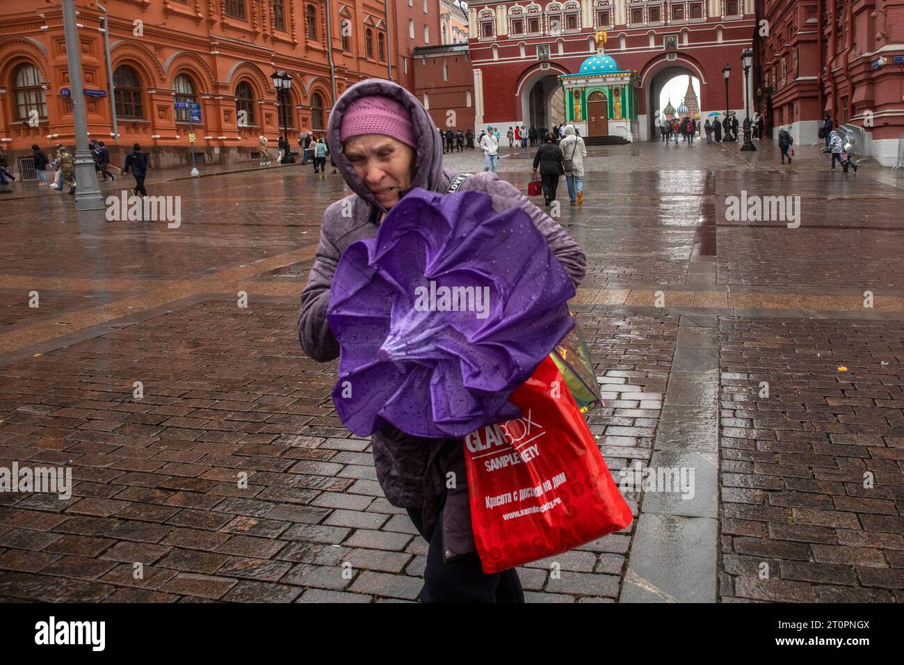 Moscow, Russia. 8th of October, 2023. People walk in Red Square during ...