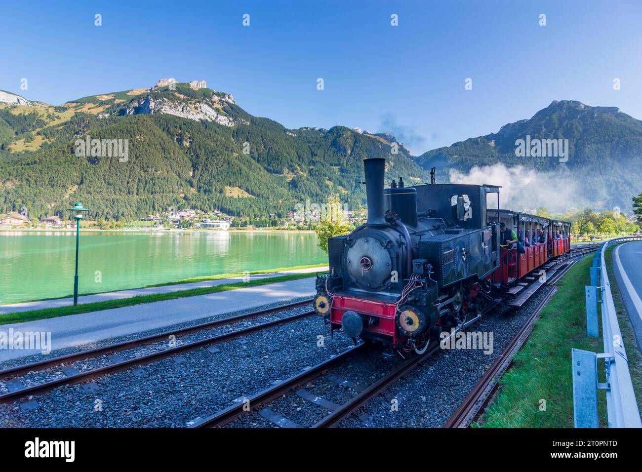 Eben am Achensee: lake Achensee (Achen Lake), Achensee Railway with ...