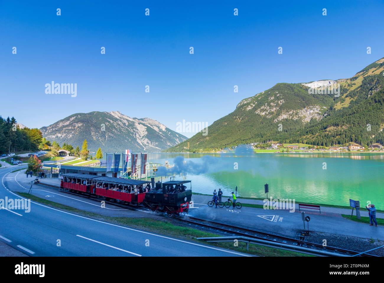 Eben am Achensee: lake Achensee (Achen Lake), Achensee Railway with ...