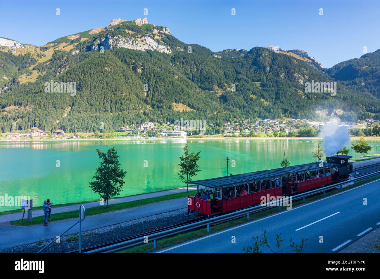Eben am Achensee: lake Achensee (Achen Lake), Achensee Railway with ...