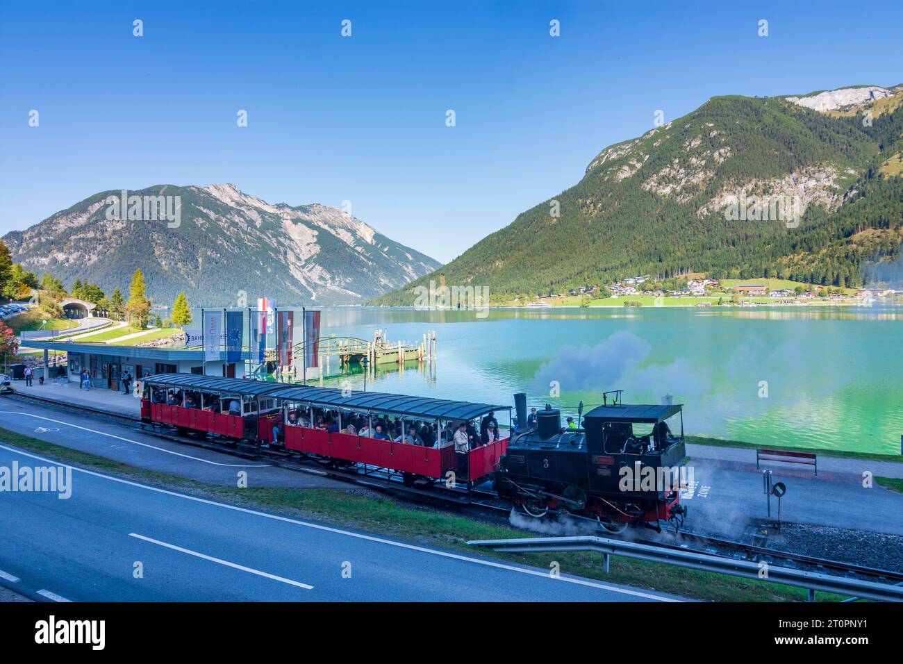 Eben am Achensee: lake Achensee (Achen Lake), Achensee Railway with ...