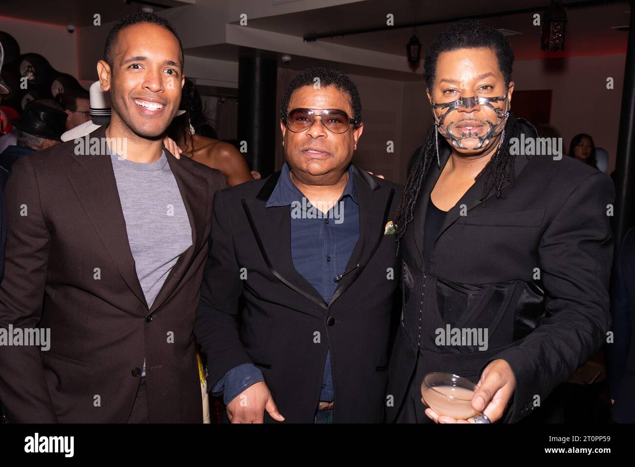 Louis Finley, George Wayne and Ty-Ron Mays attends the party for George ...
