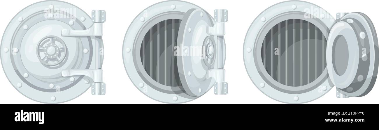 Opening vault door. Open and close bank gate, opened safe animation ...