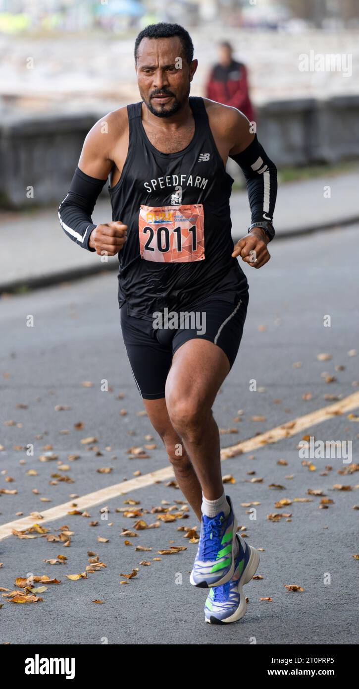 A runner in the Royal Victoria Marathon on October 8, 2023 in Victoria ...