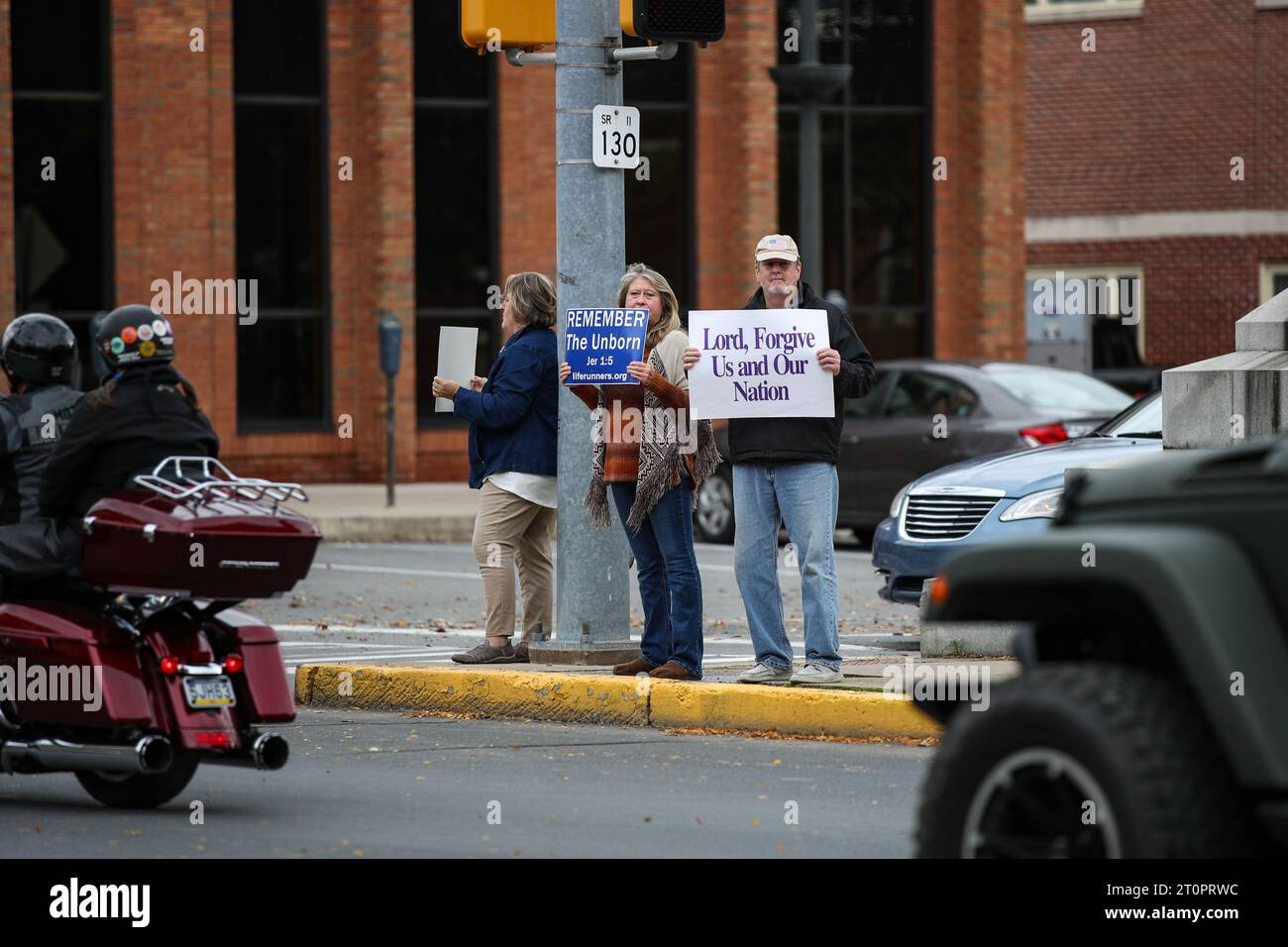 Bloomsburg, United States. 08th Oct, 2023. Anti-abortion demonstrators ...