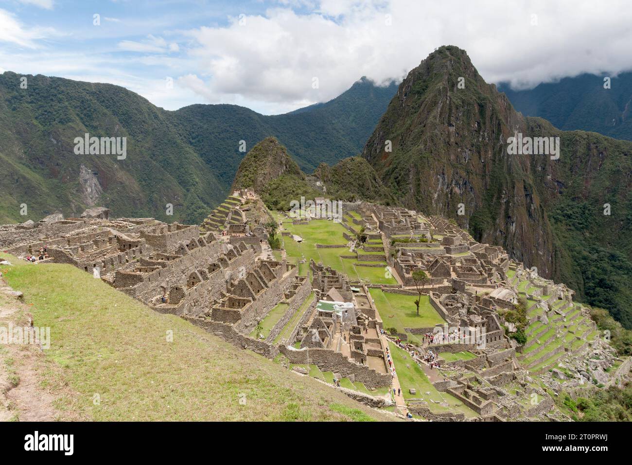 view of ruins of Machu Picchu in the Andes mountains of Peru Stock ...