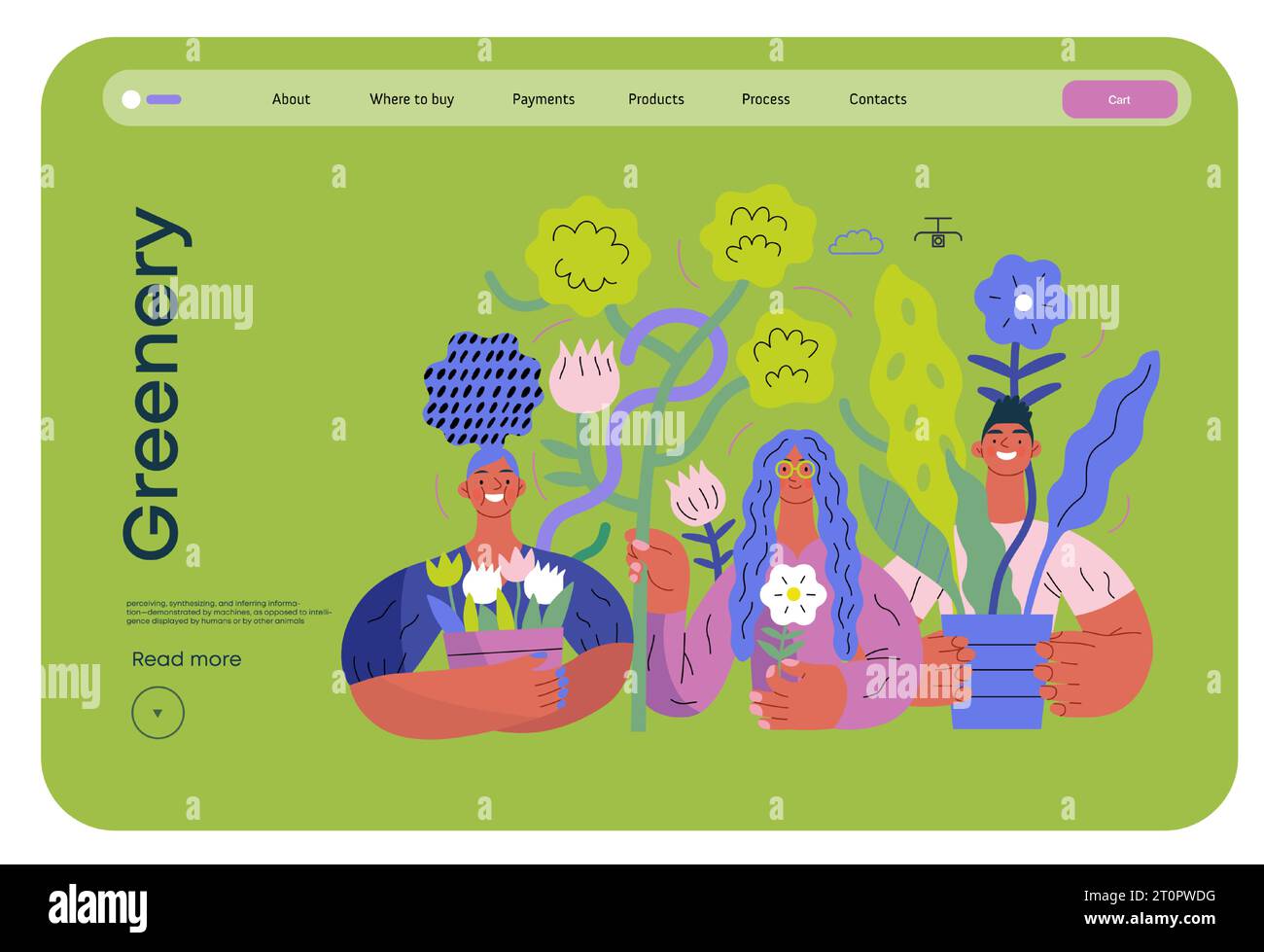 Greenery, ecology -modern flat vector concept illustration of people ...