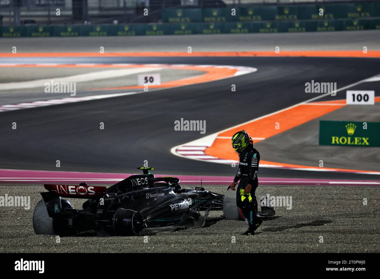 Doha, Qatar. 08th Oct, 2023. Lewis Hamilton (GBR) Mercedes AMG F1 W14 ...
