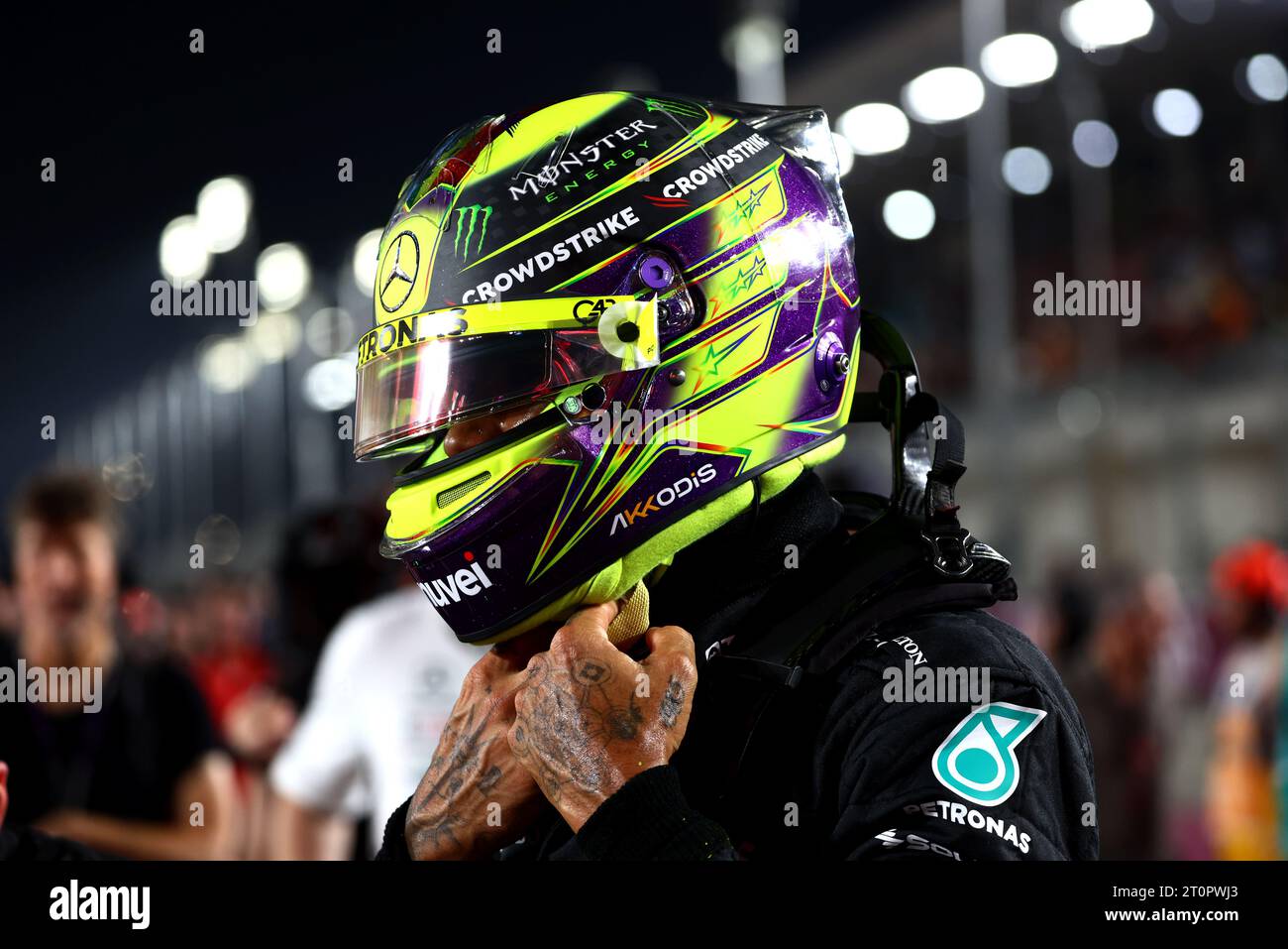 Doha, Qatar. 08th Oct, 2023. Lewis Hamilton (GBR) Mercedes AMG F1 on ...