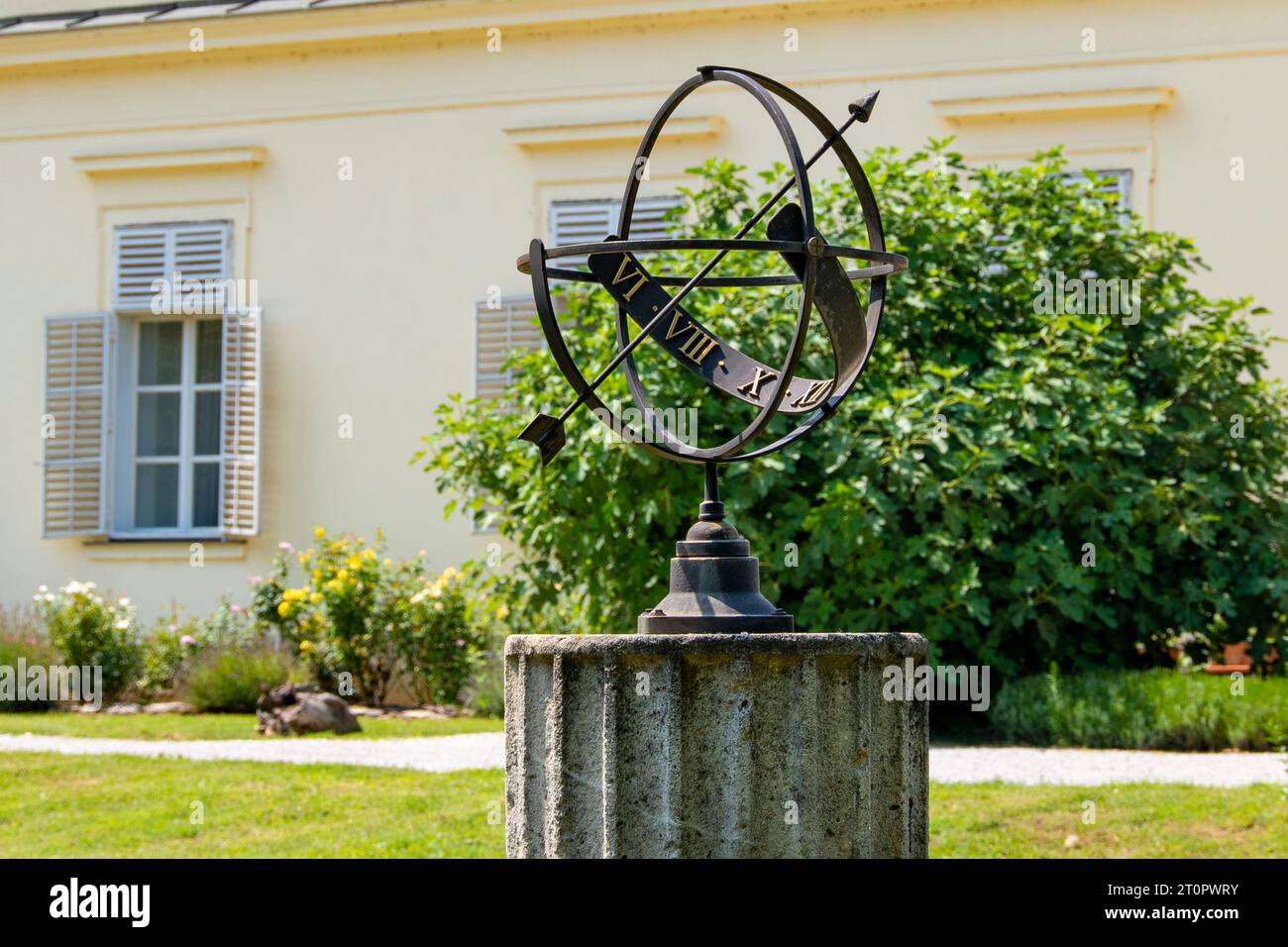 Old black iron sundial with roman numerals Stock Photo - Alamy