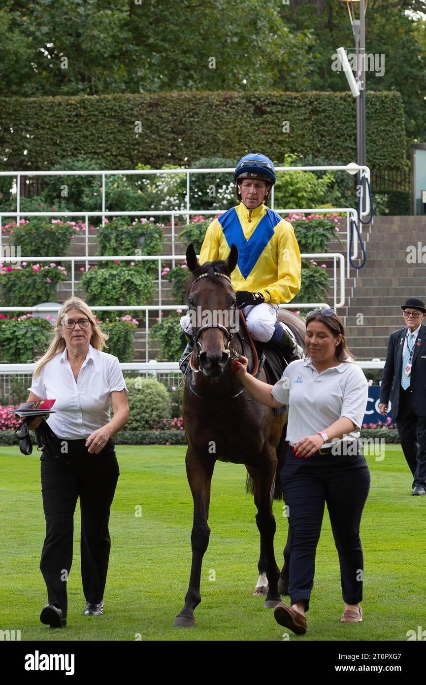 Ascot, Berkshire, UK. 7th October, 2023. Horse Cell Sa Beela ridden by ...