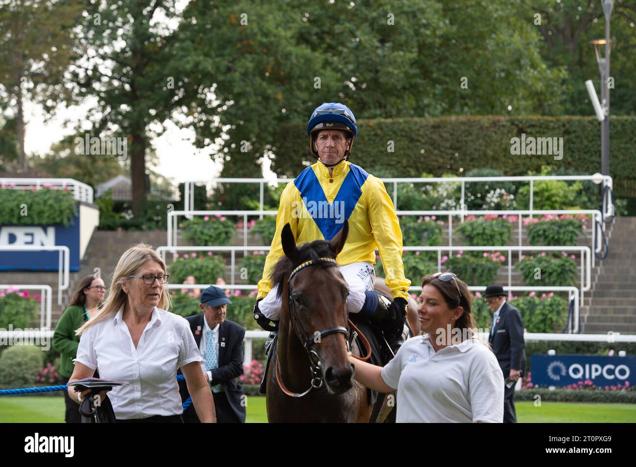 Ascot, Berkshire, UK. 7th October, 2023. Horse Cell Sa Beela ridden by ...