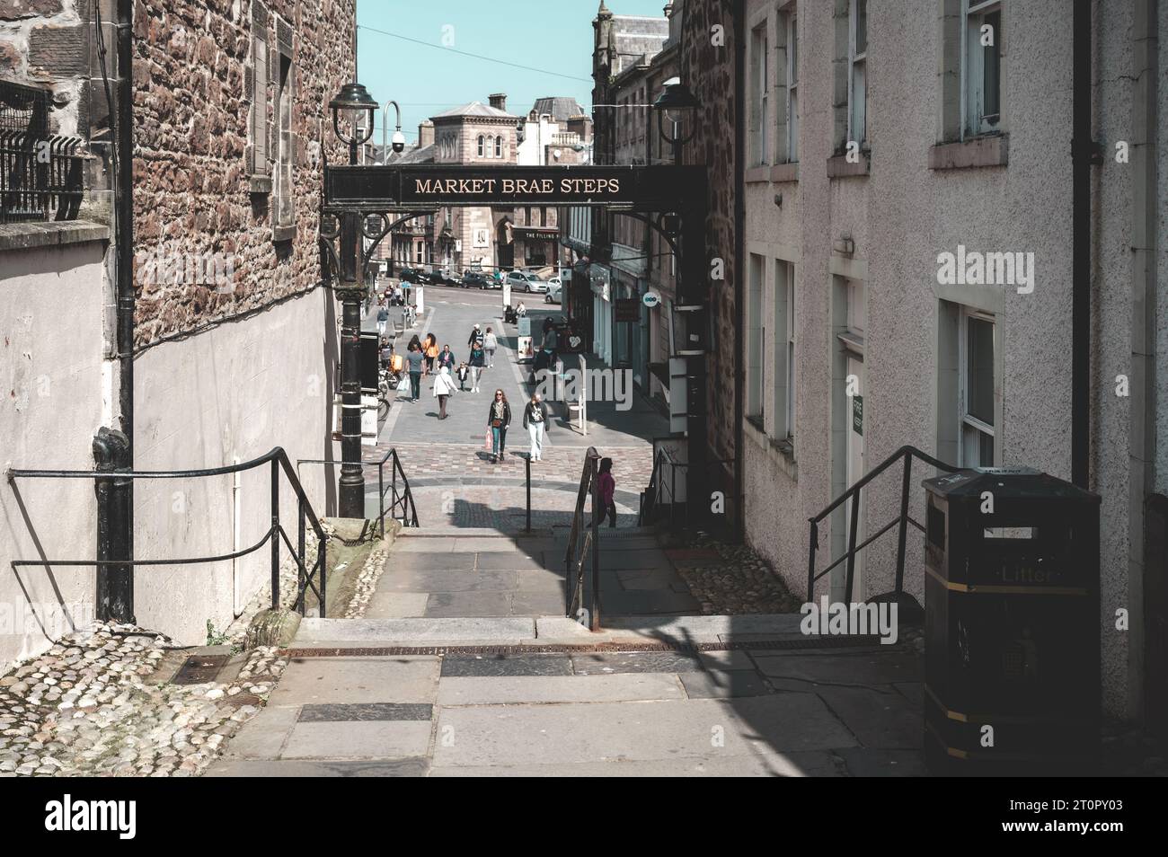 Market Brae Steps stairs with Sign at Invergordon, Scotland Stock Photo ...
