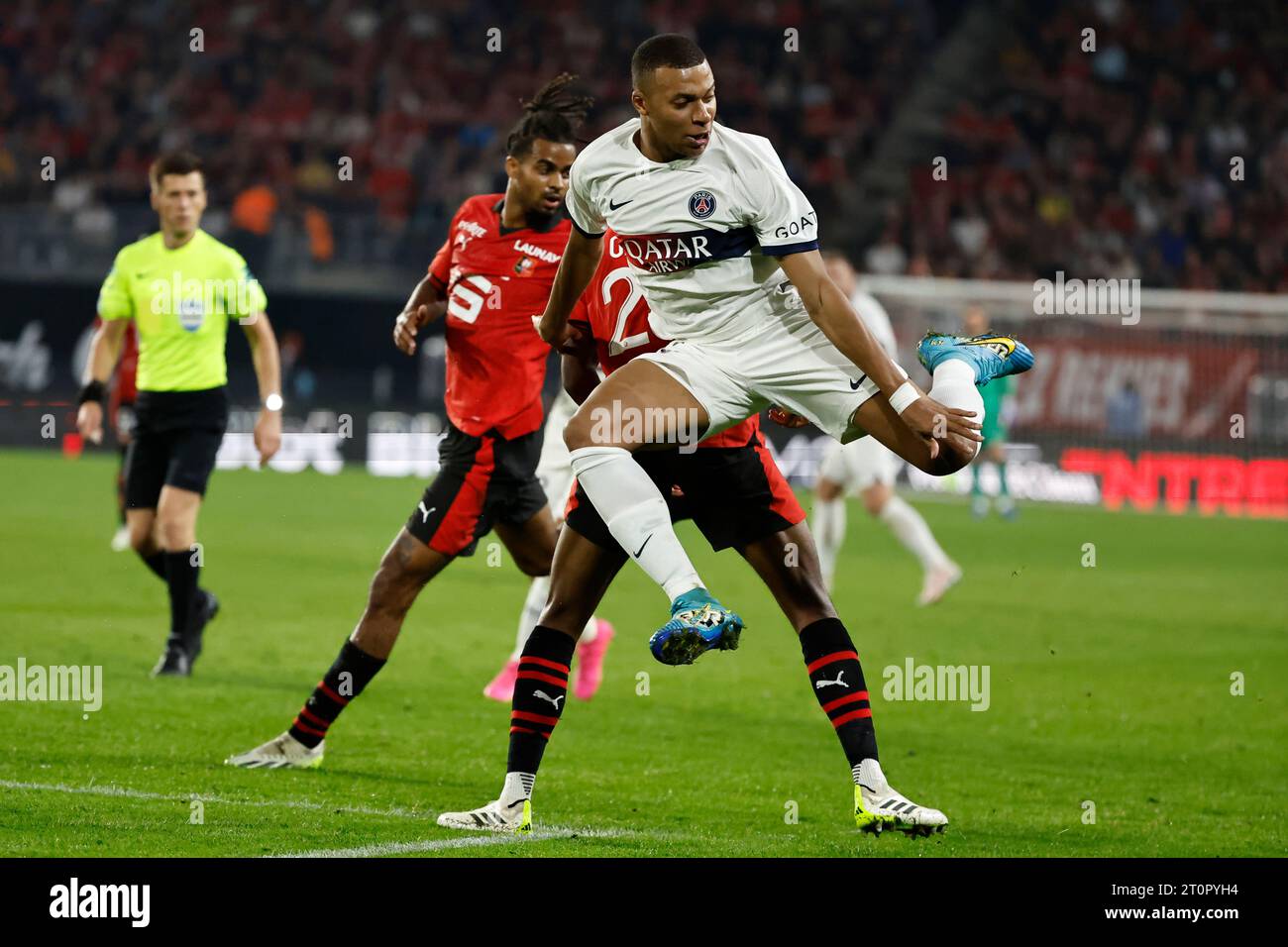 PSG's Kylian Mbappe in action during the French League One soccer match ...