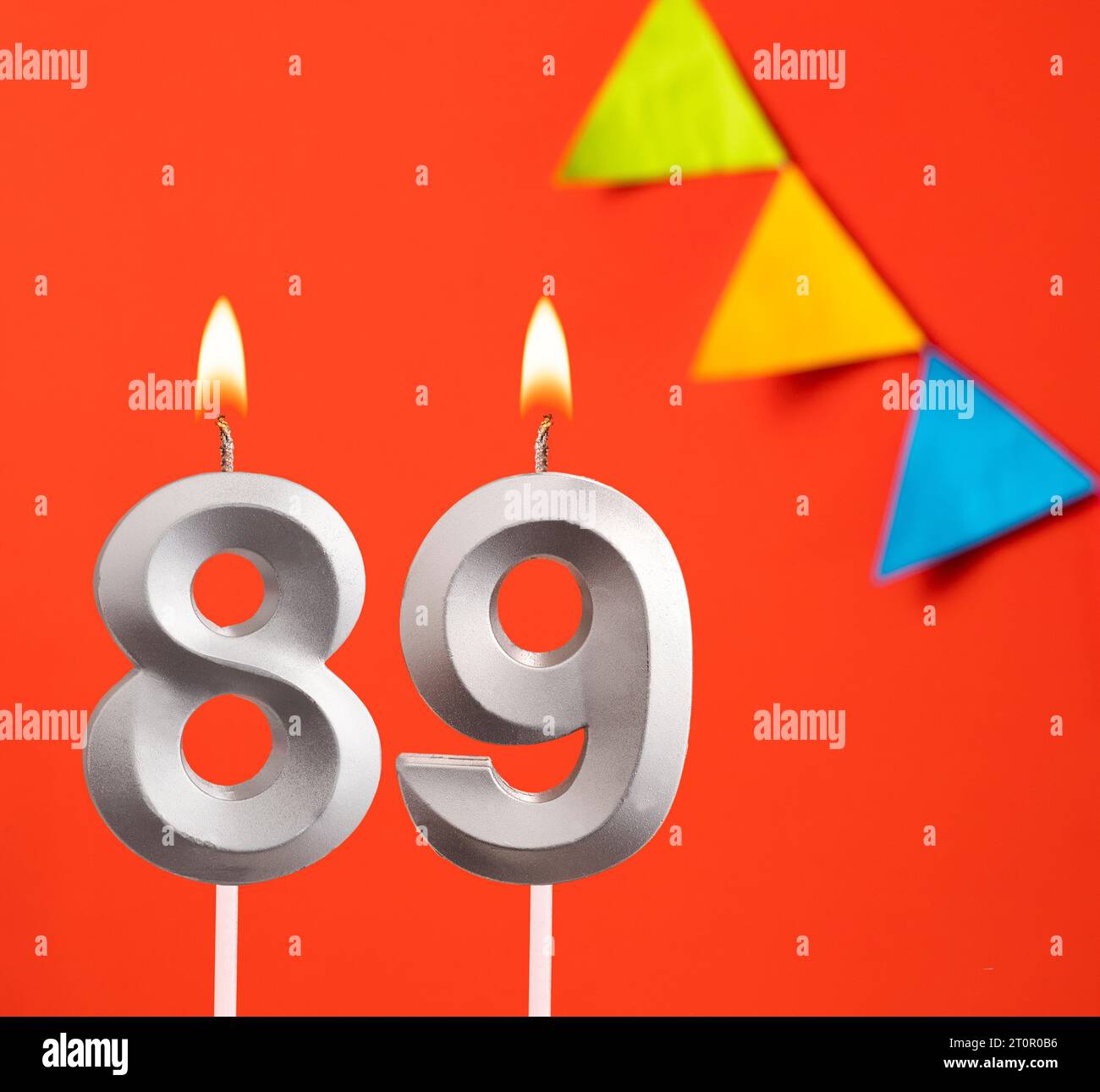 Birthday candle number 89 - Invitation card in orange background Stock ...